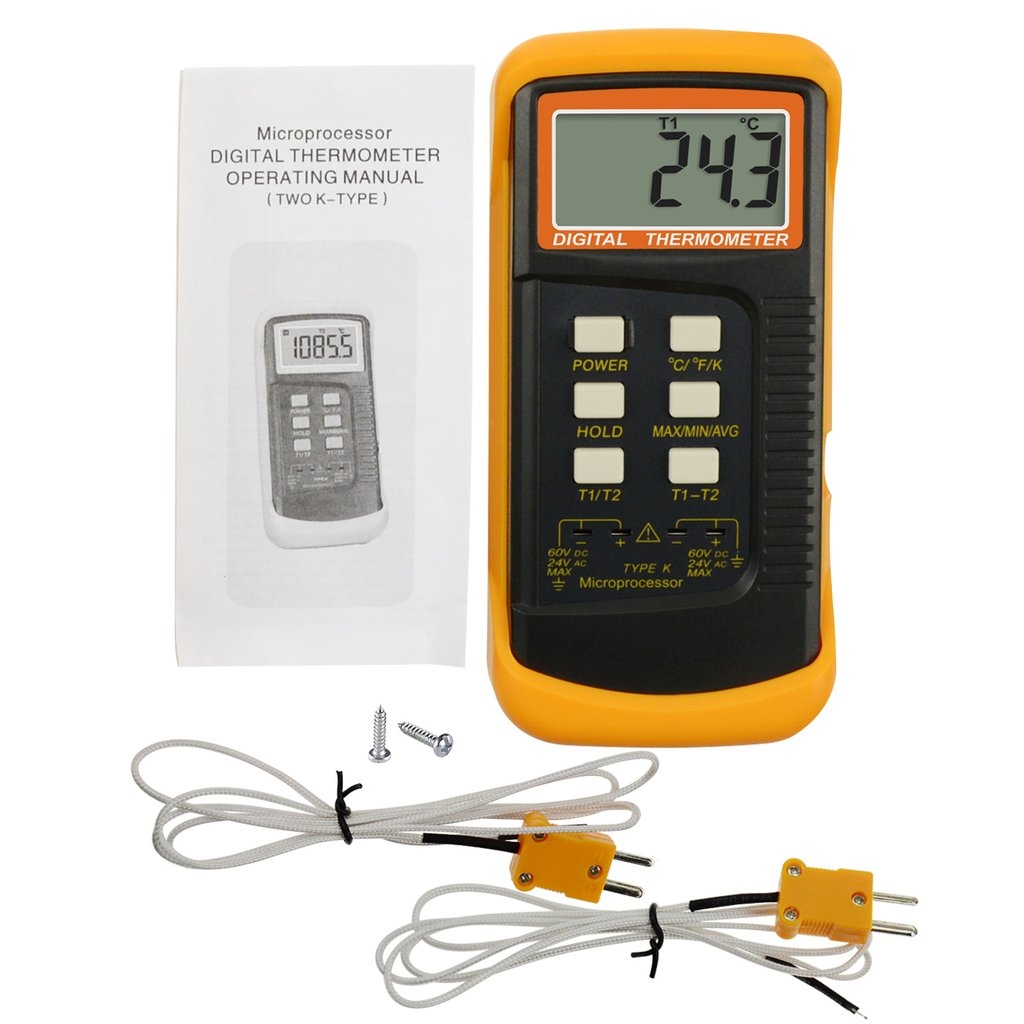 Hvac Thermometer Probe Digital 2 Channels K-Type Thermometer 4 ...