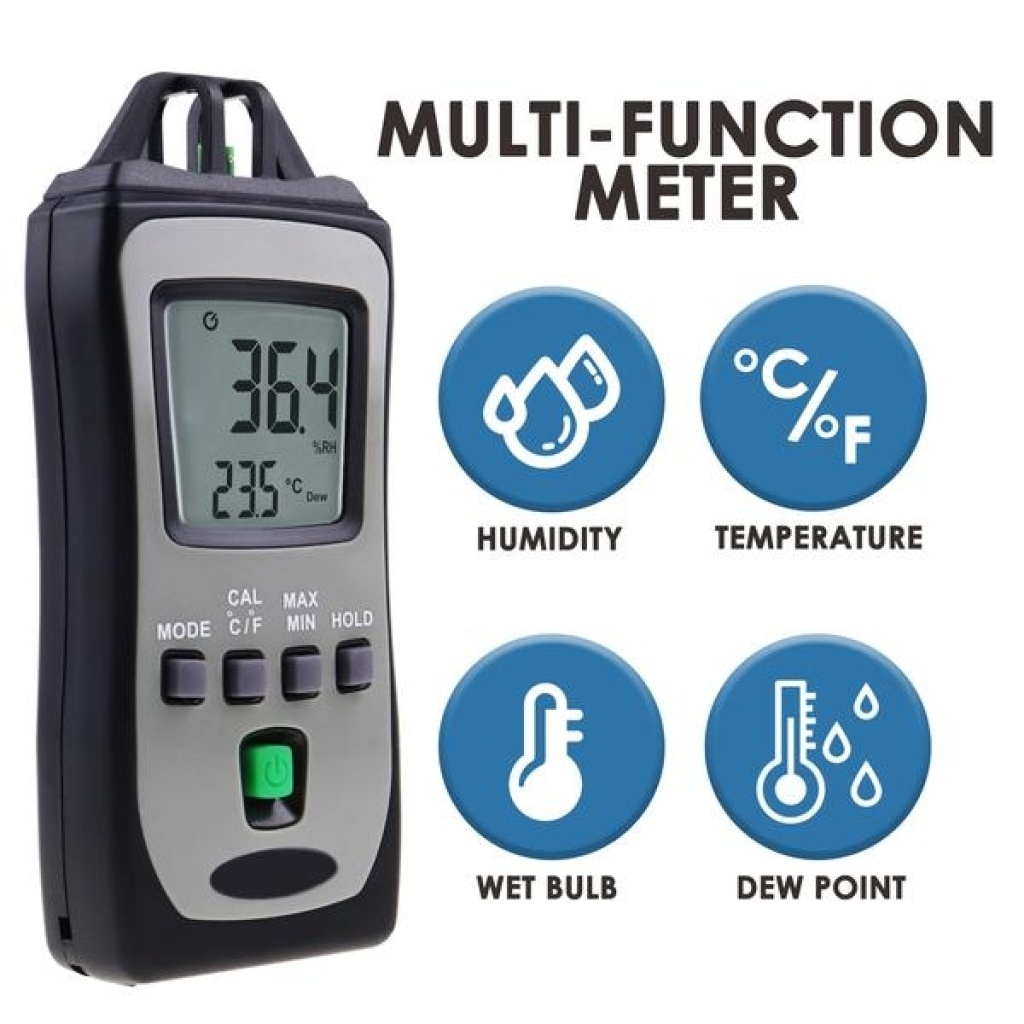 Digital Pocket Size Thermo Hygrometer with Wet Bulb and Dew Point ...