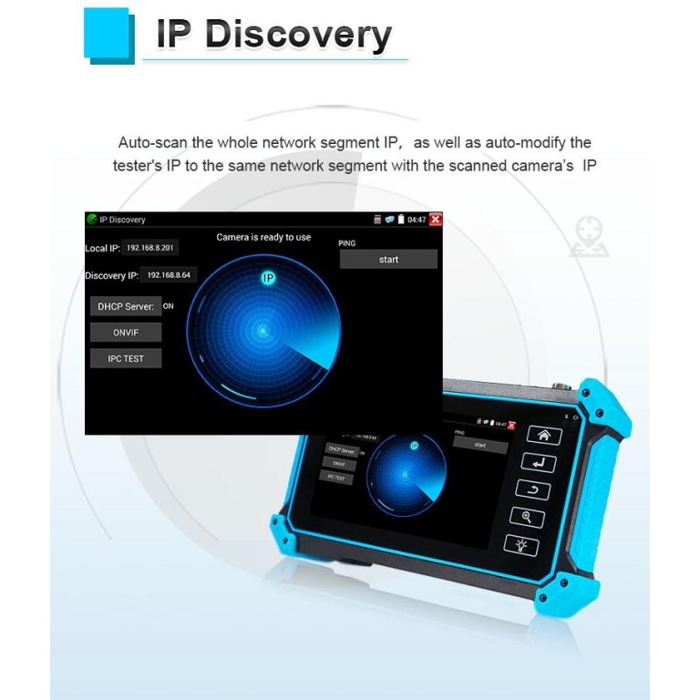 Portable Multi Functional 4K/HD All in One IP Camera Test Monitor w/ 5 ...