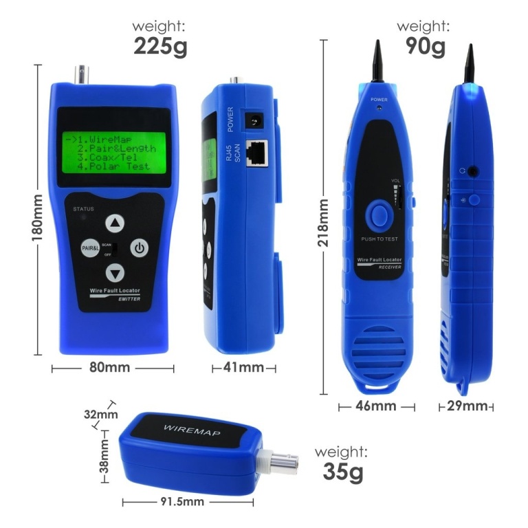 Professional Handheld Multipurpose Network LAN Cable Tester w/ 8 far ...