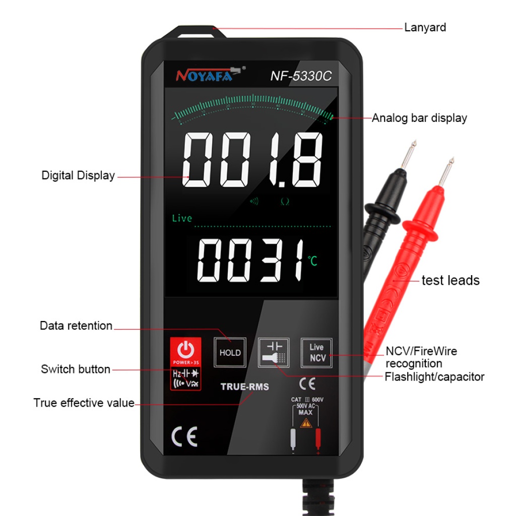 Professional Digital Multimeter w/ HD Colour Touch Screen & NCV ...