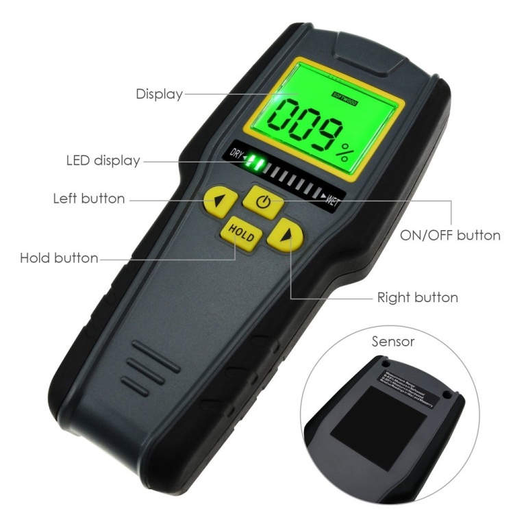 Digital Non Invasive Inductive Moisture Meter Wood Drywall Masonry ...
