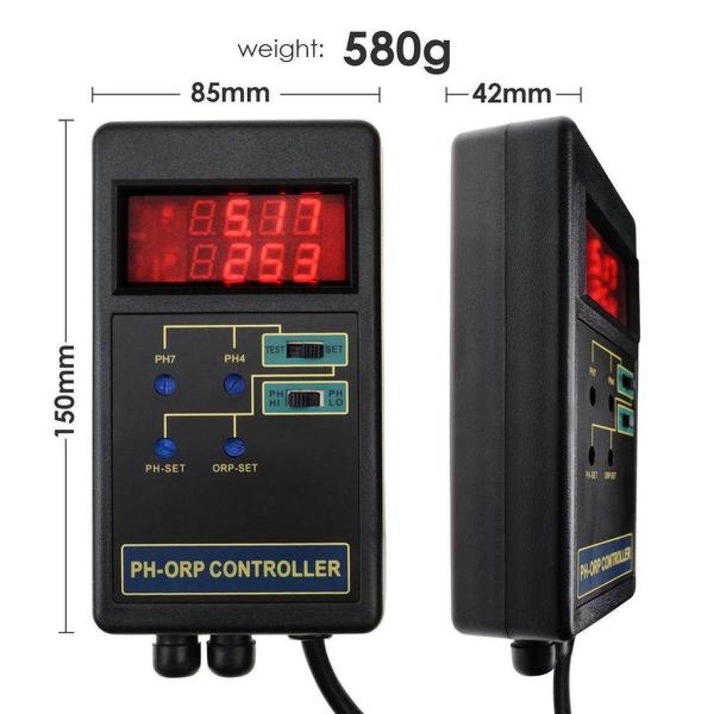 2 in 1 Digital pH & ORP Redox Controller w/ Separate Relays, Repleaceable Electrode ...