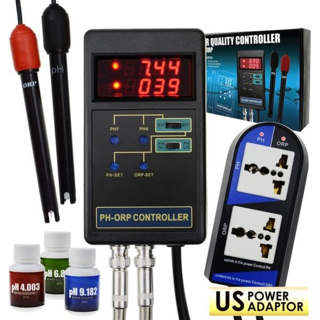 2 in 1 Digital pH & ORP Redox Controller w/ Separate Relays, Repleaceable Electrode ...
