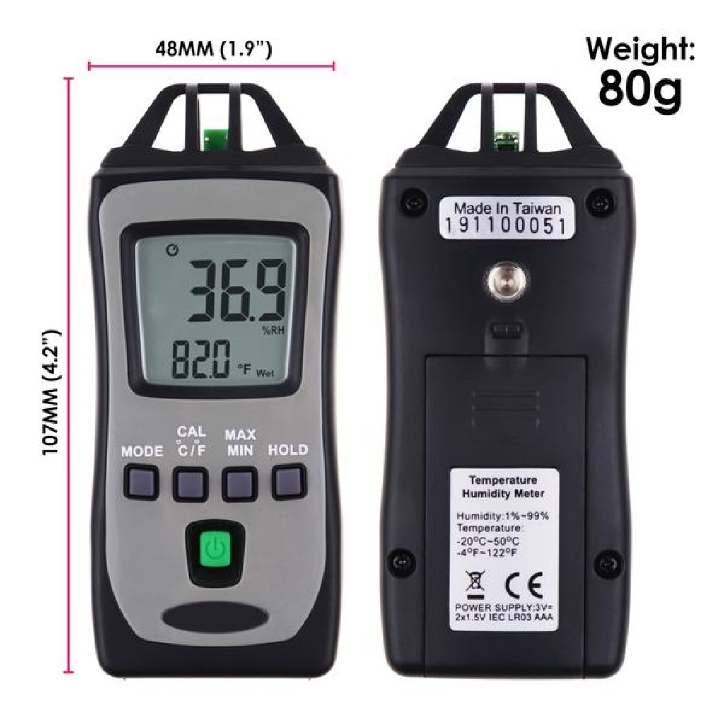 Digital Pocket Size Thermo Hygrometer with Wet Bulb and Dew Point ...