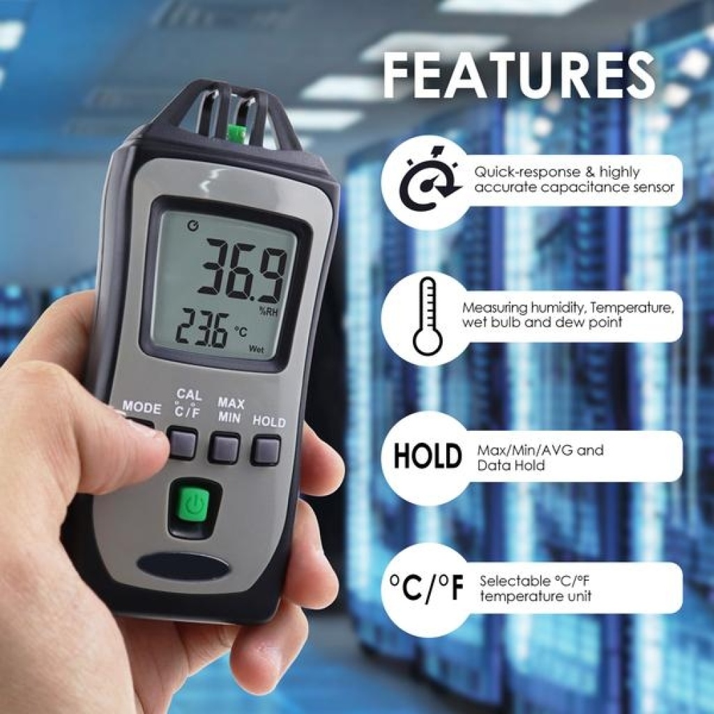 Digital Pocket Size Thermo Hygrometer with Wet Bulb and Dew Point ...