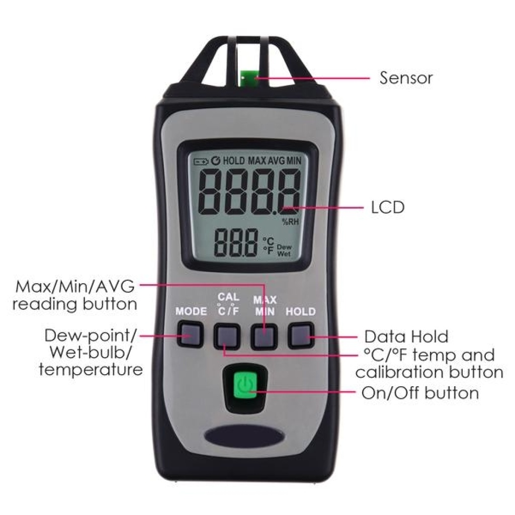 Digital Pocket Size Thermo Hygrometer with Wet Bulb and Dew Point ...