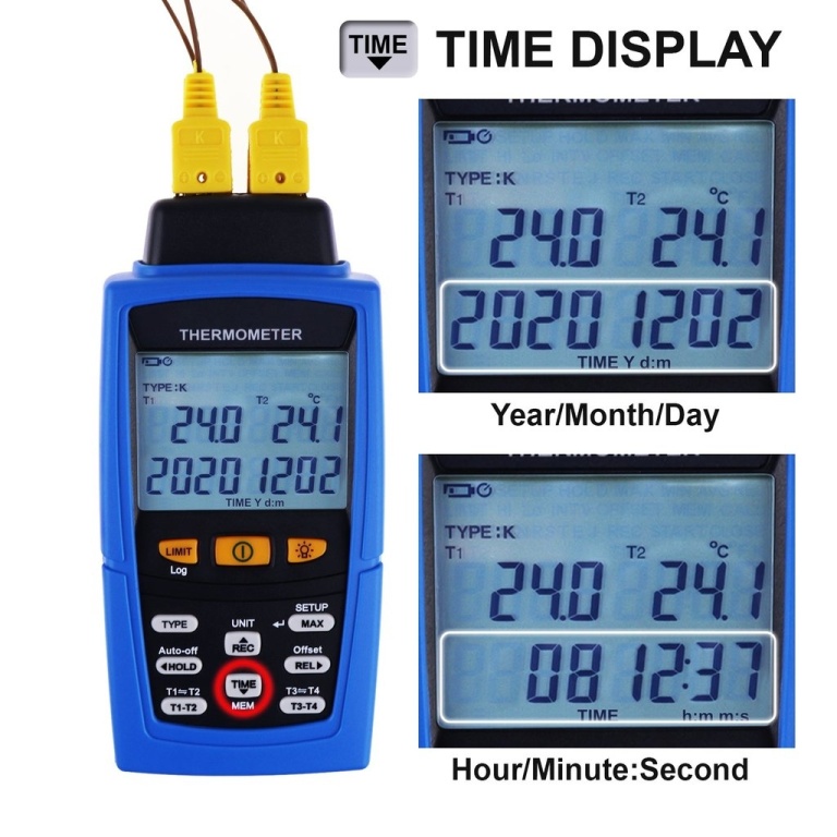 Industrial Digital 4-Channel K /J/ T / E/ R / S/ N Type Thermocouple Thermometer & Datalogger ...