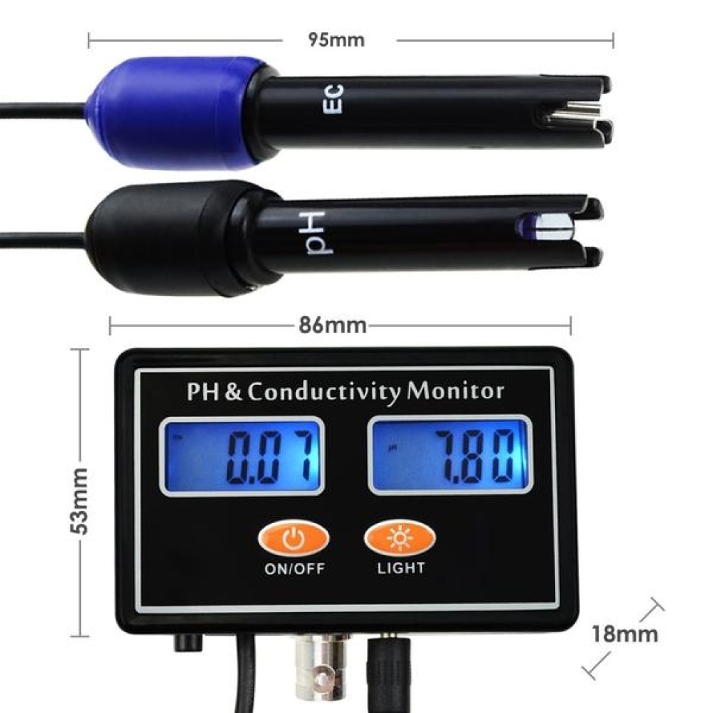 PH & EC Conductivity Monitor Meter & Water Quality Tester W/ Real Time ...
