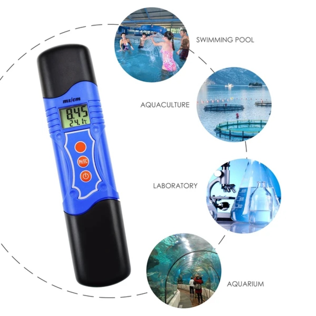 3 in 1 Conductivity EC, pH & Temperature Meter Multi Parameter Tester ...