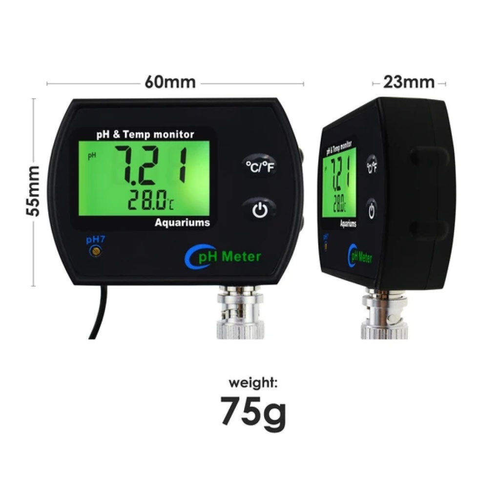 2 in 1 Continuous Temperature & PH Monitor w/ Backlight & Replaceable ...