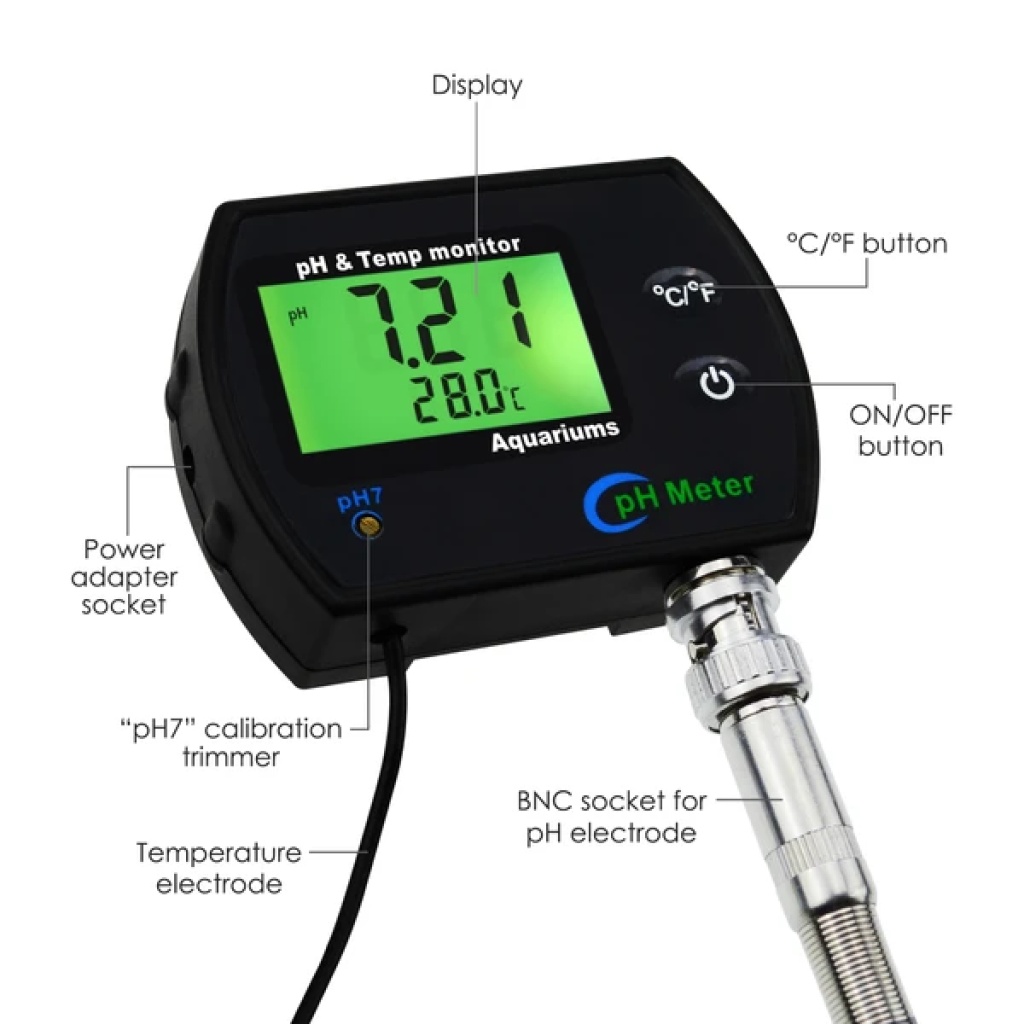 2 in 1 Continuous Temperature & PH Monitor w/ Backlight & Replaceable ...